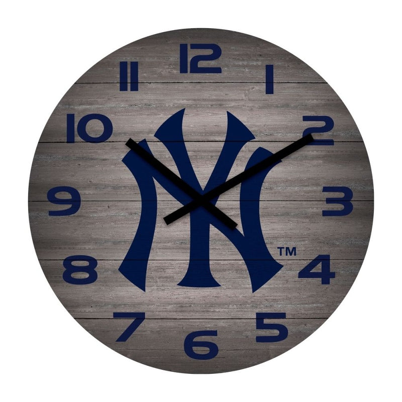 NY Yankees Weathered 16" Clock – Official MLB Vintage Style Wall Clock ...
